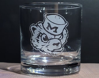 University of Michigan Wolverines Hand Etched Glasses set of 4 - Etsy