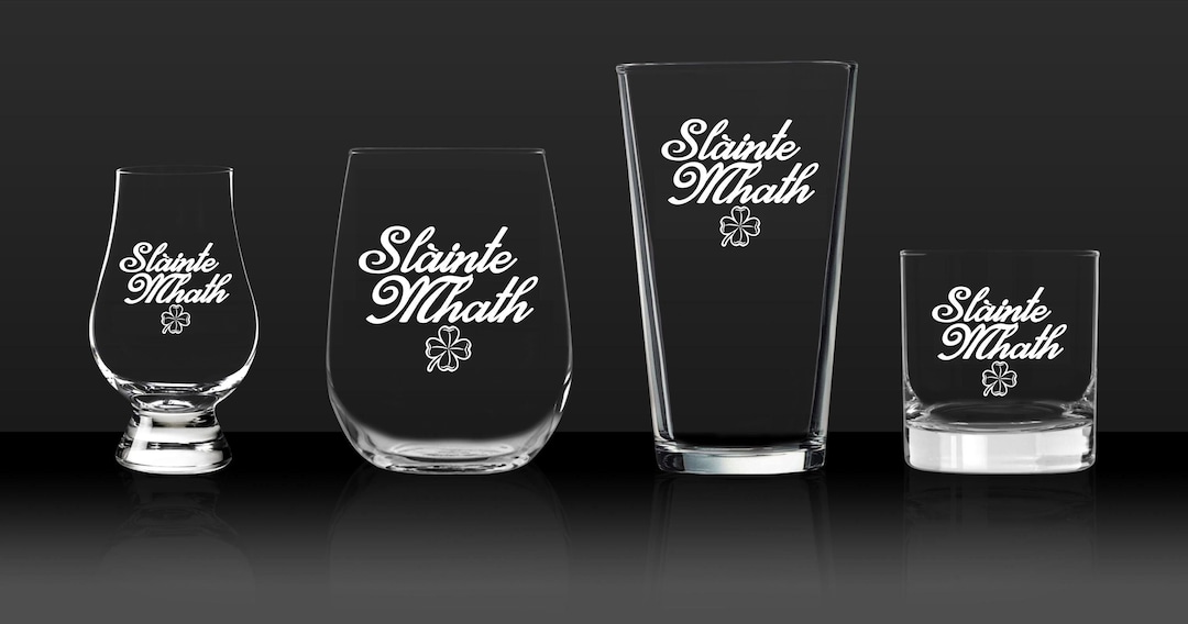 Slainte Mhath Etched Glass: Irish Gaelic Celtic Gift - Etsy