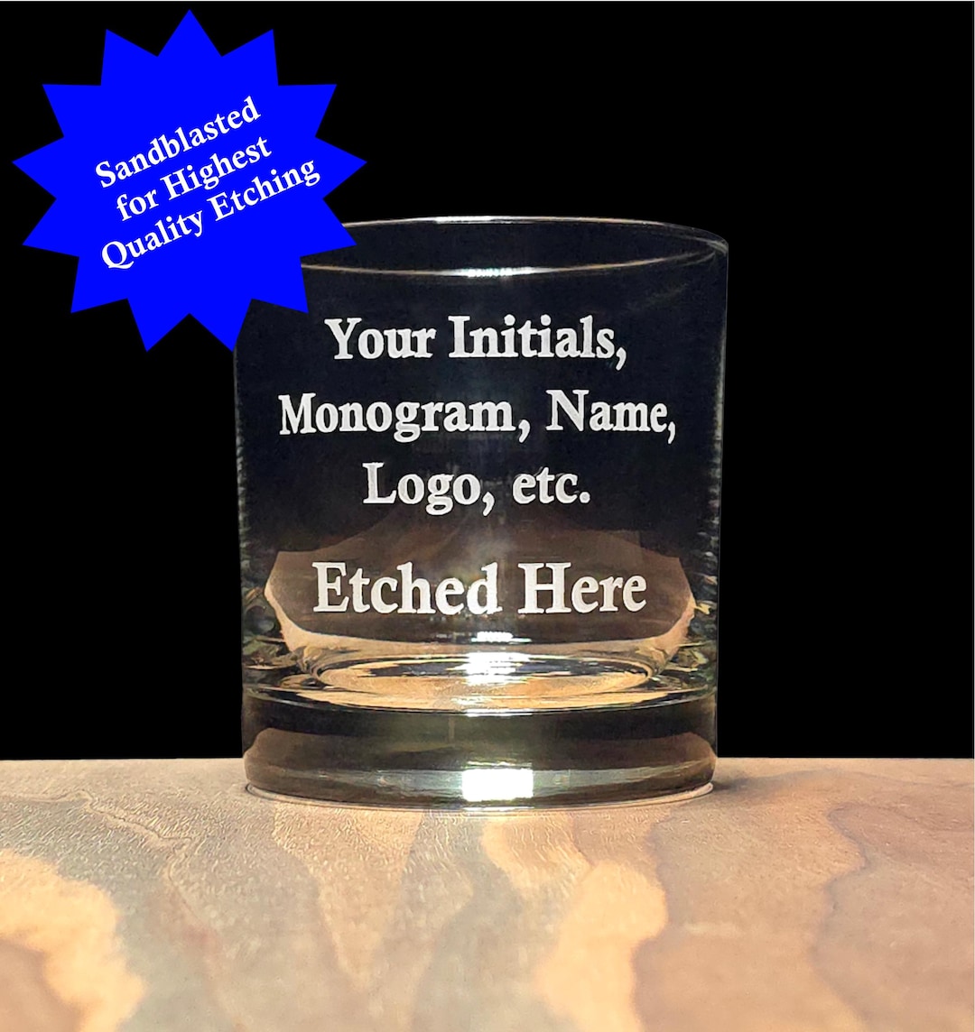 Sandblasted Custom Rocks Glass, Your Choice of Logo, Design, Quote, or ...