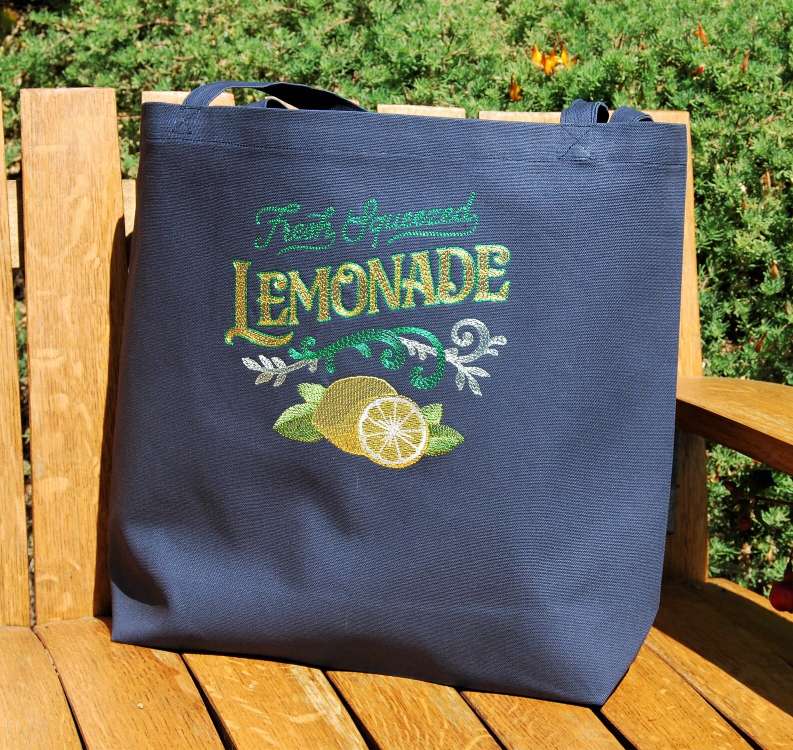 Canvas Tote Bag Fresh Squeezed Lemonade Navy Blue Cotton - Etsy
