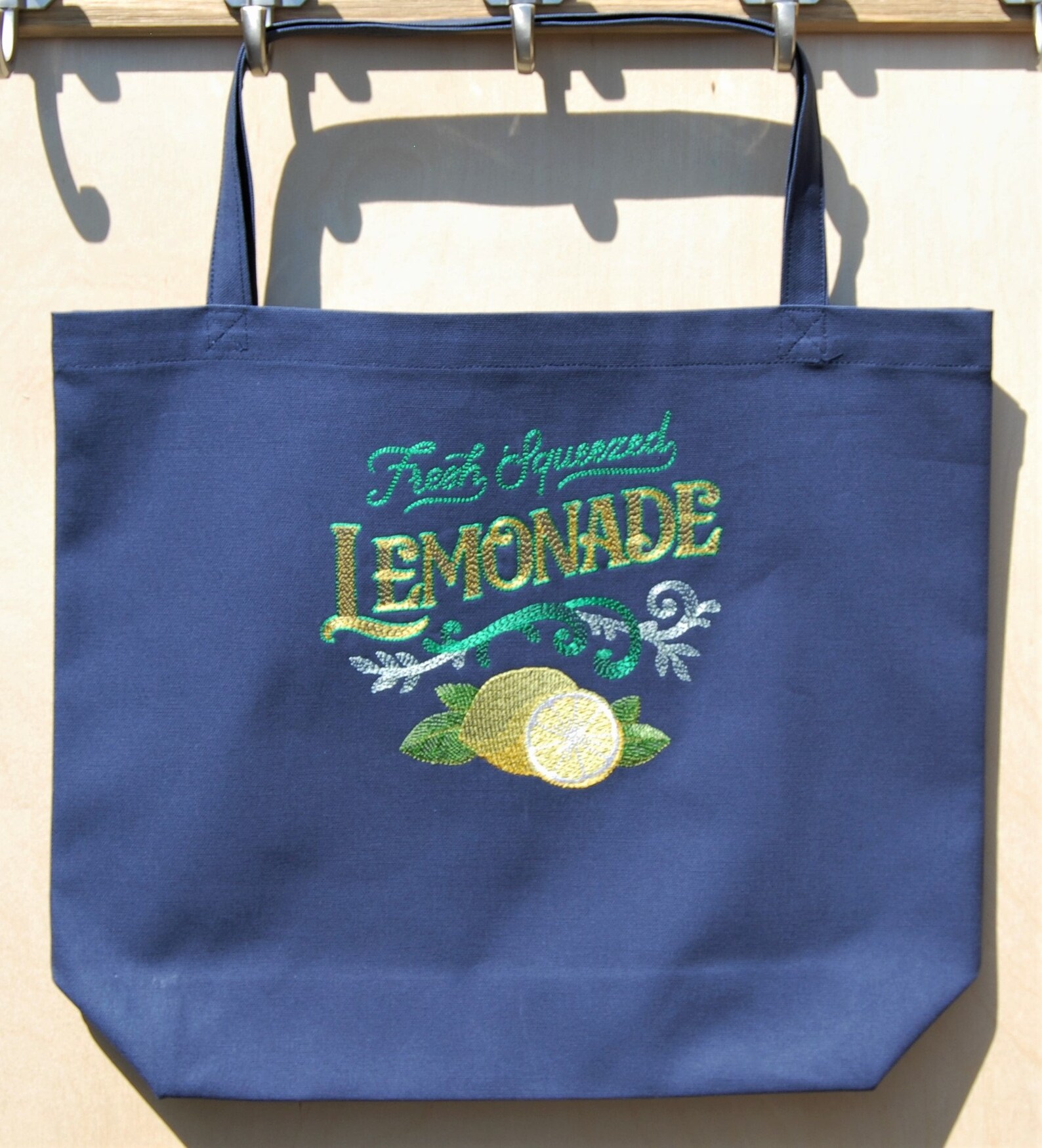Canvas Tote Bag Fresh Squeezed Lemonade Navy Blue Cotton - Etsy