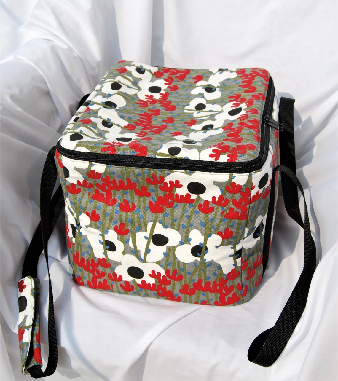 Insulated Canvas Cooler Picnic Tote Floral Canvas Basket - Etsy