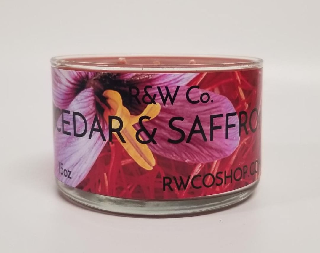 Cedar & Saffron Triple Wick Candle. 15oz, Highly Scented and Hand ...