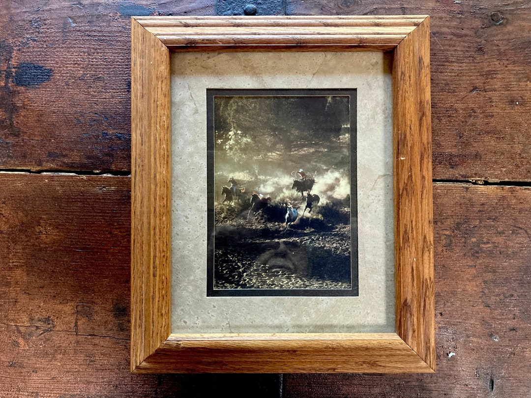 Vintage Oak Framed Western Photo - Etsy
