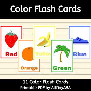 Color Flash Cards: Flashcards for Identifying Colors in Preschool, ABA ...