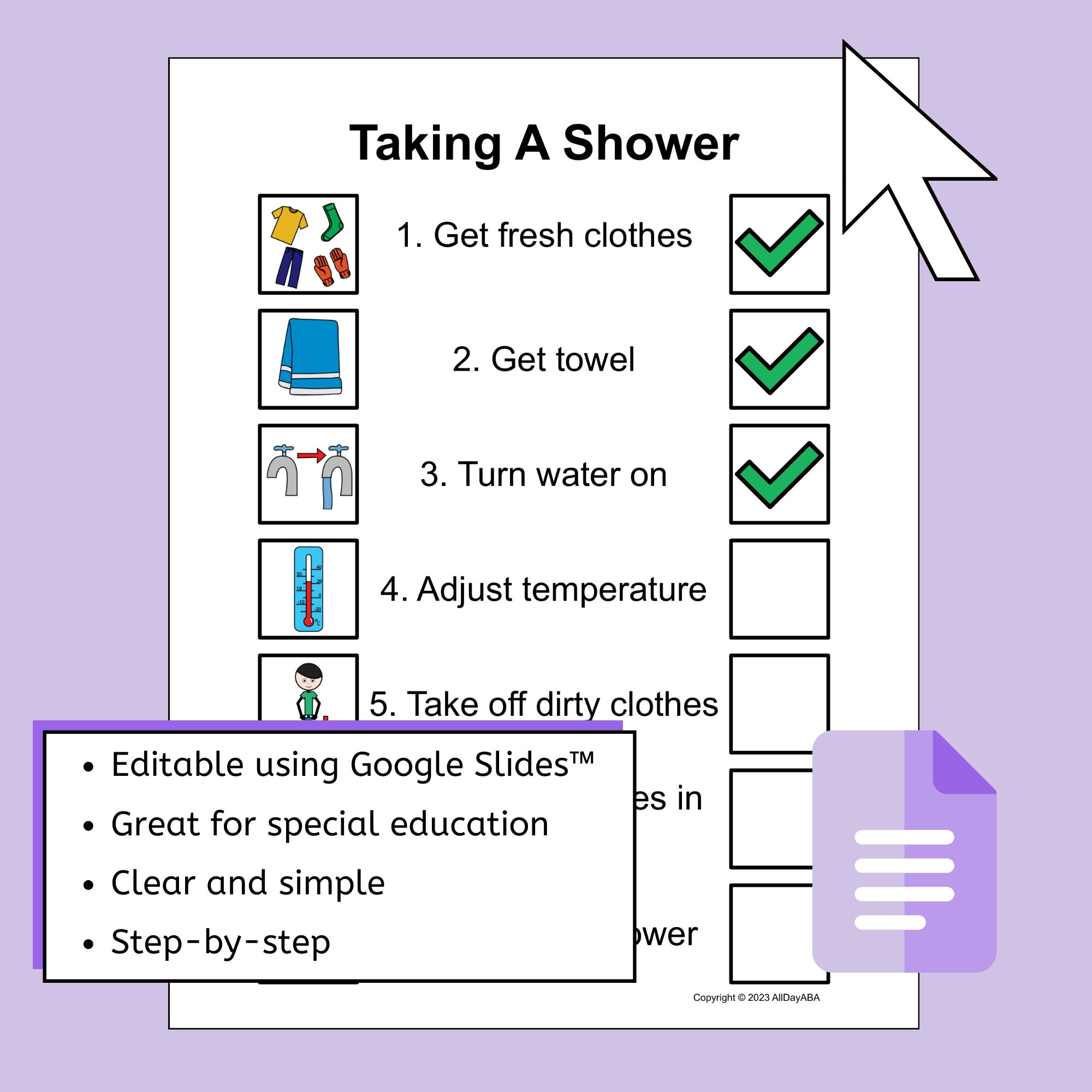 Showering Task Analysis EDITABLE for Taking A Shower Visual Schedule ...