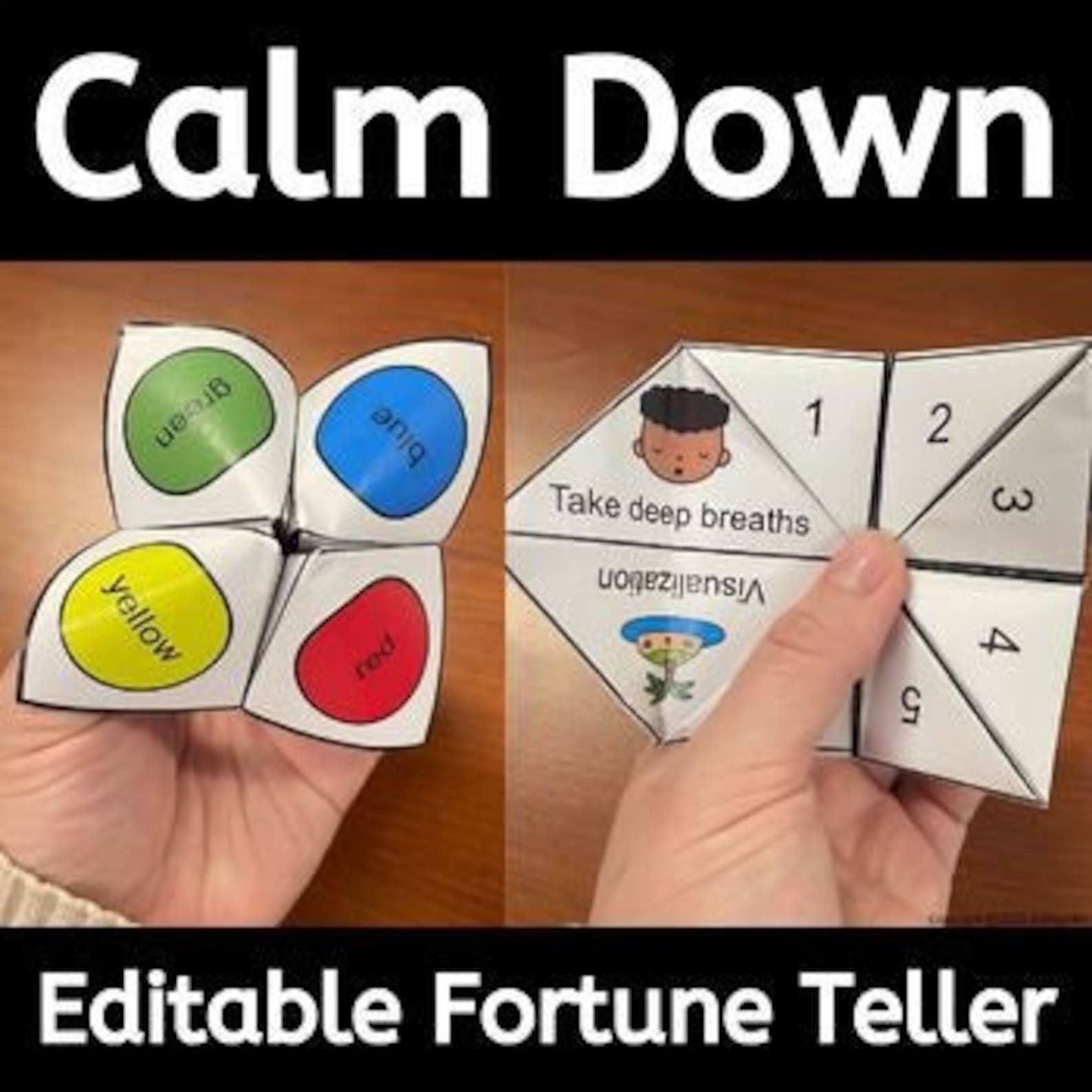 Calm Down Fortune Teller Cootie Catcher Game for Emotional Regulation ...