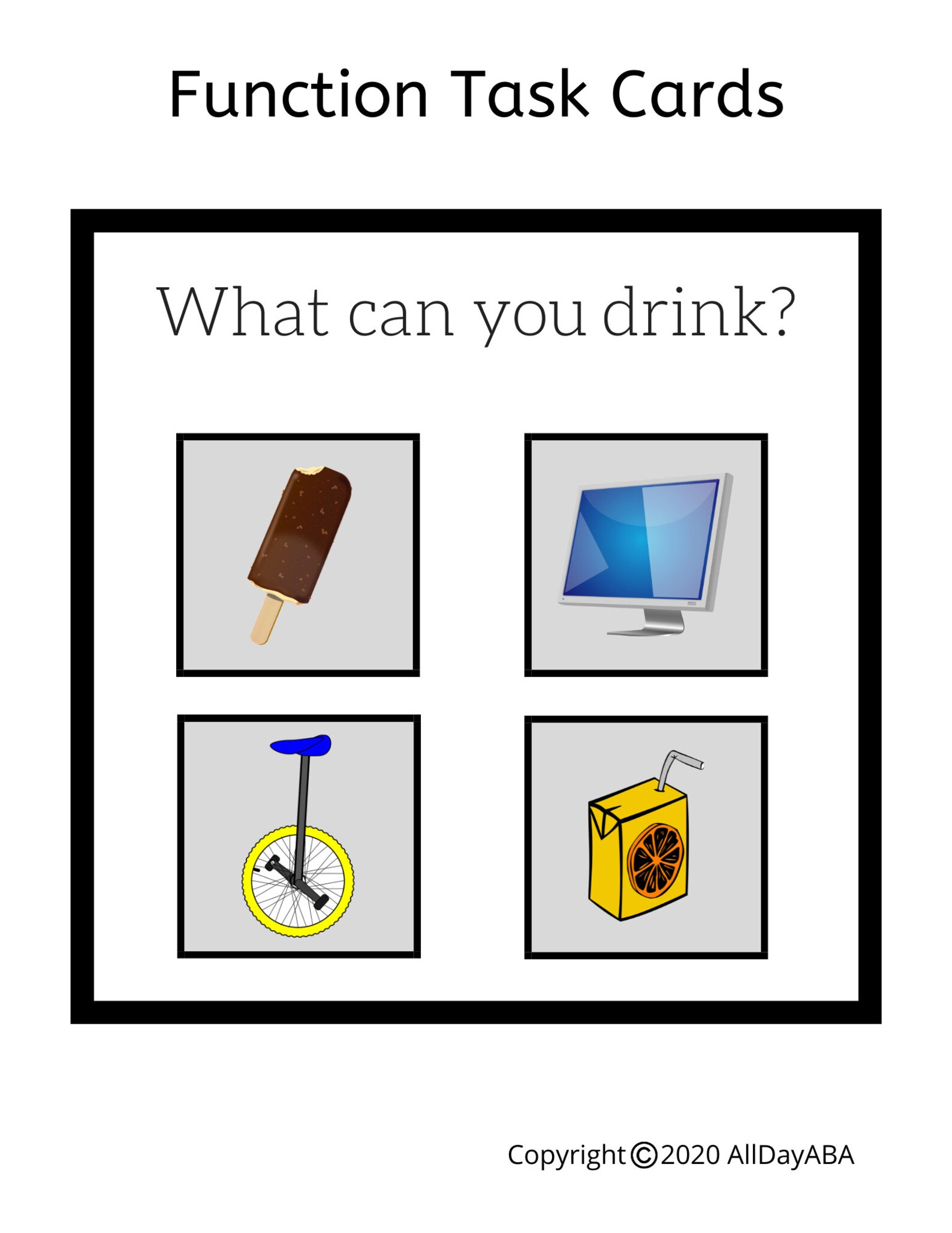 Function Cards - ABA & Speech Therapy - Discrete Trial Training Flash ...