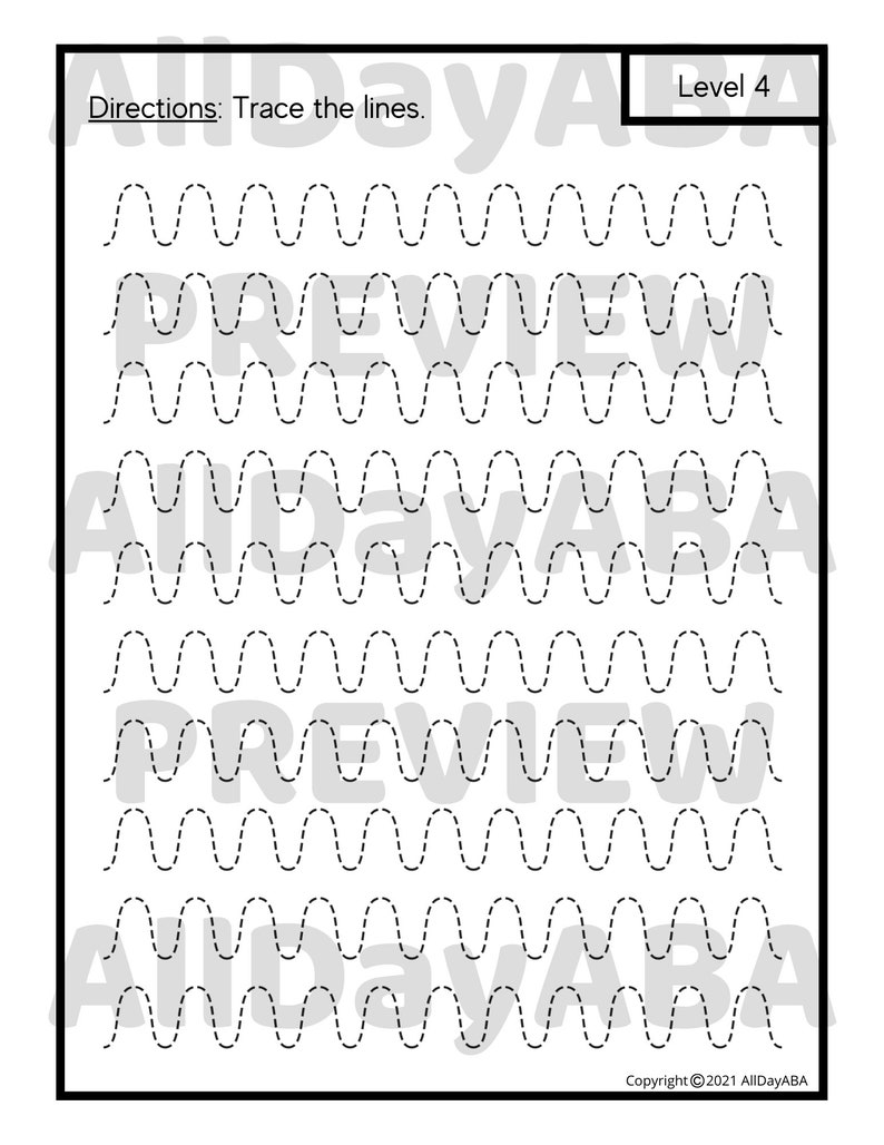 Line Tracing Practice Worksheets for Pencil Control Preschool, ABA, OT ...