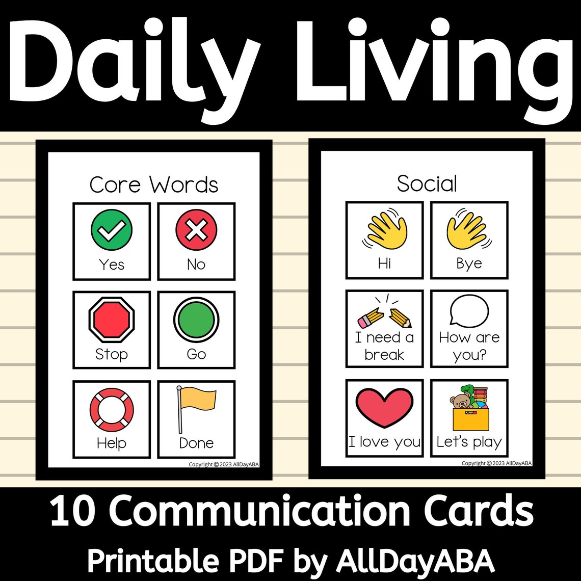 Daily Living Communication Cards for Non Verbal Autism AAC Visuals and ...