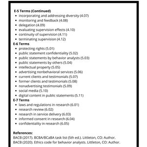 Section E Flash Cards 5th Edition Task List - ABA Study Materials ...