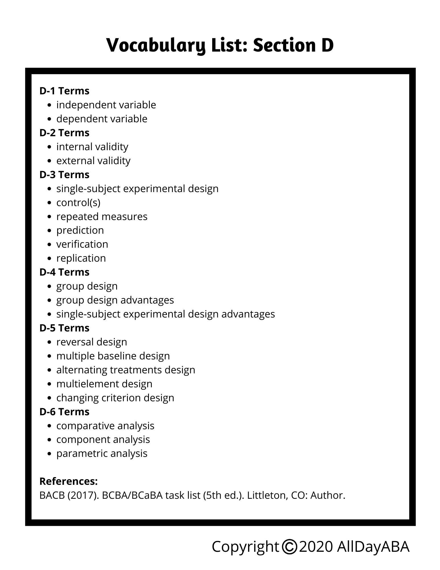 Section D 5th Edition Task List Mini Bundle for ABA and BCBA Exam Prep ...