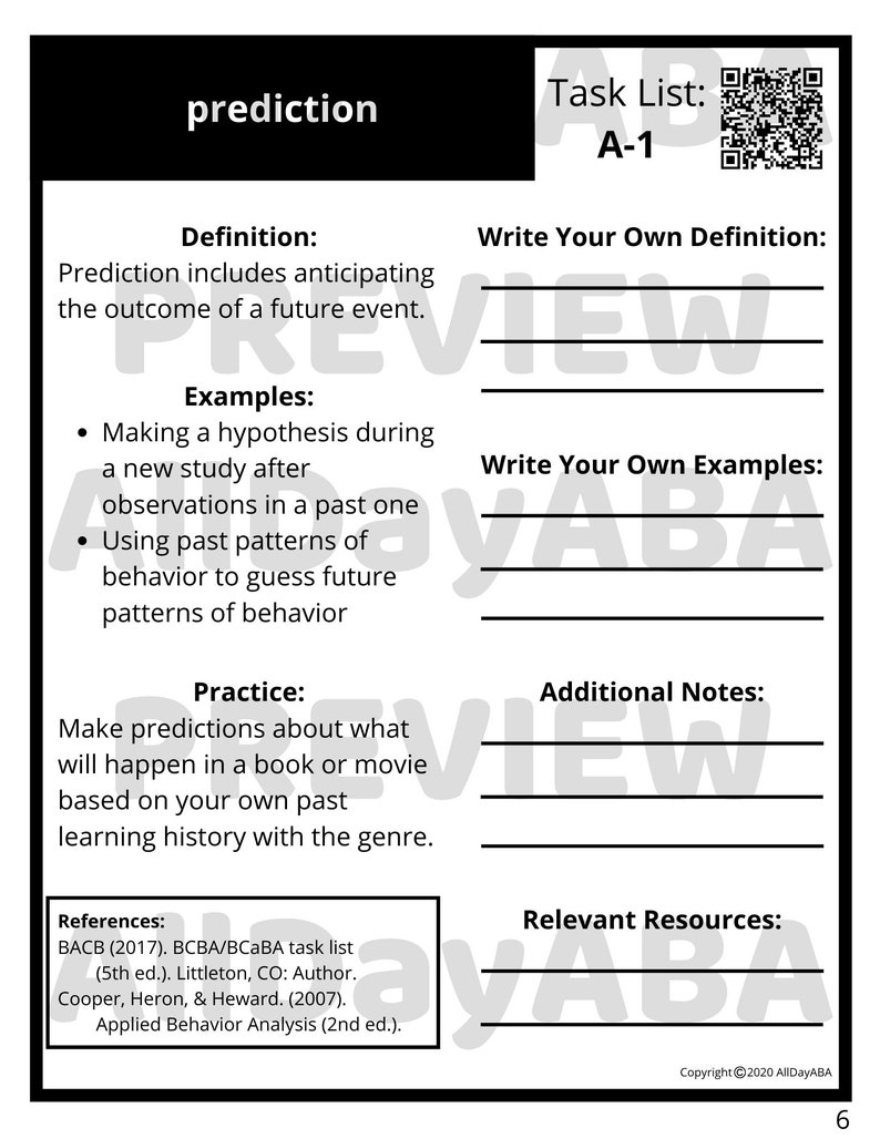 Section A Study Booklet 5th Edition Task List ABA Study Materials BCBA ...