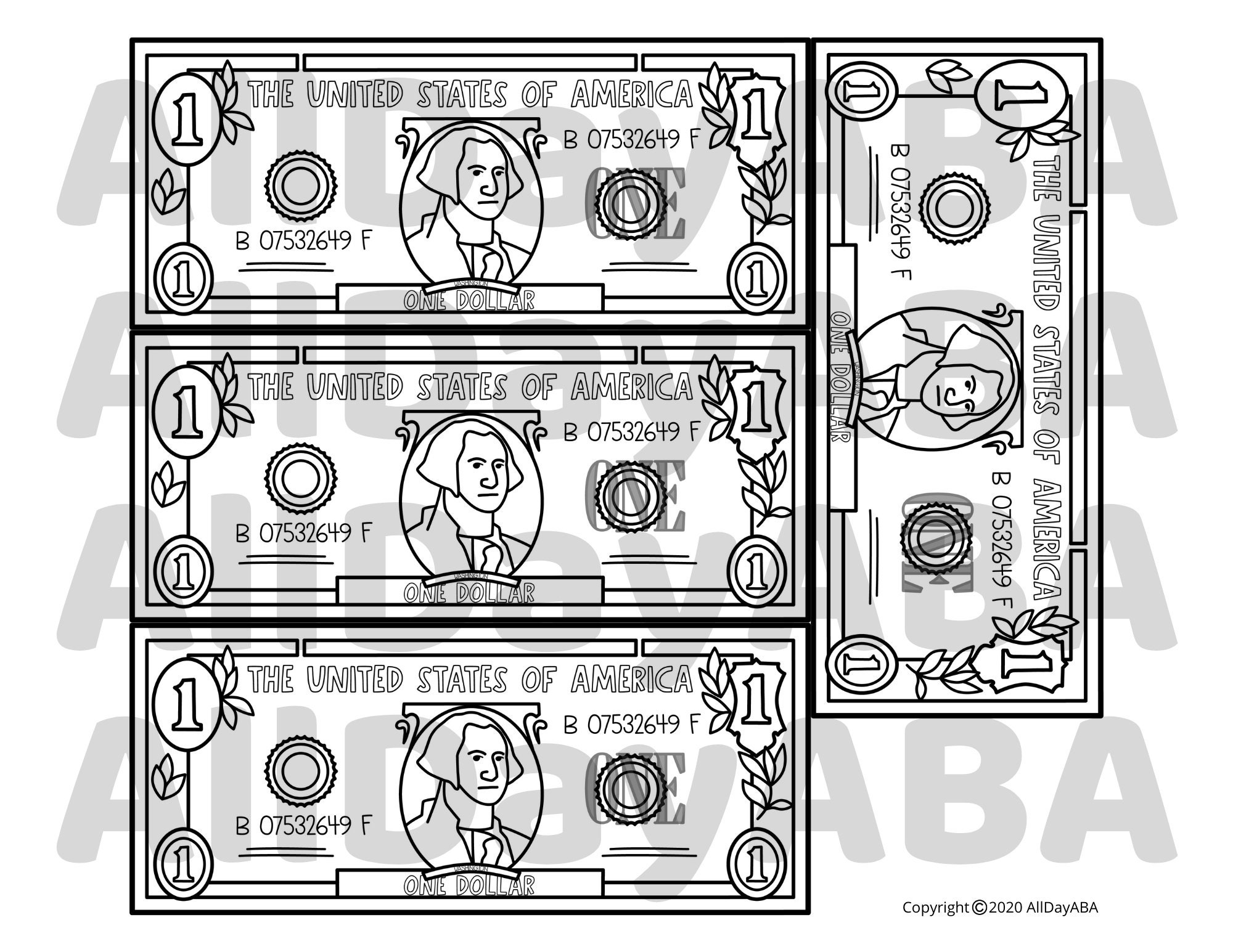 Pretend Money - US Bill - Play Money Printable - Pretend Play - Play ...