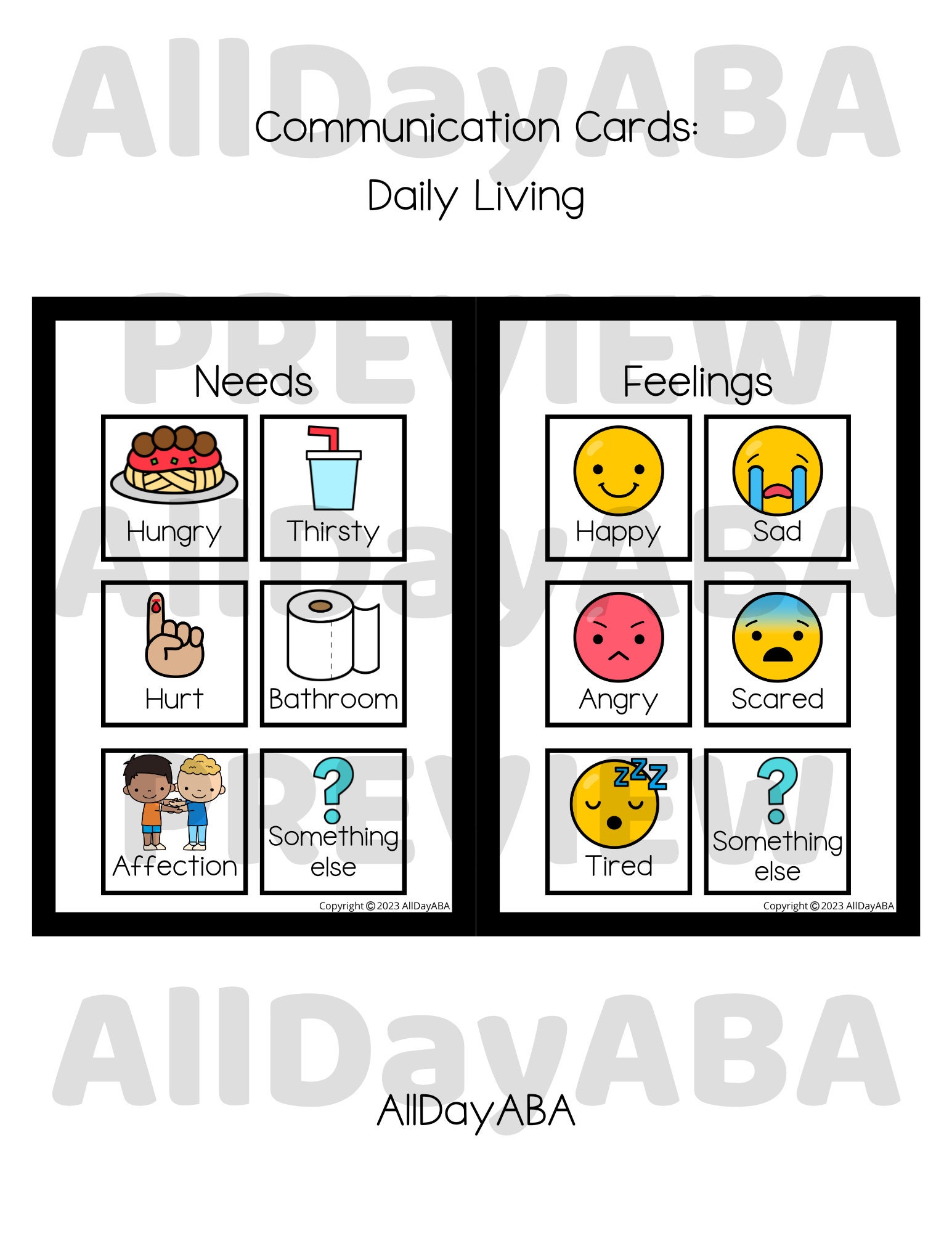 Daily Living Communication Cards for Non Verbal Autism AAC Visuals and ...