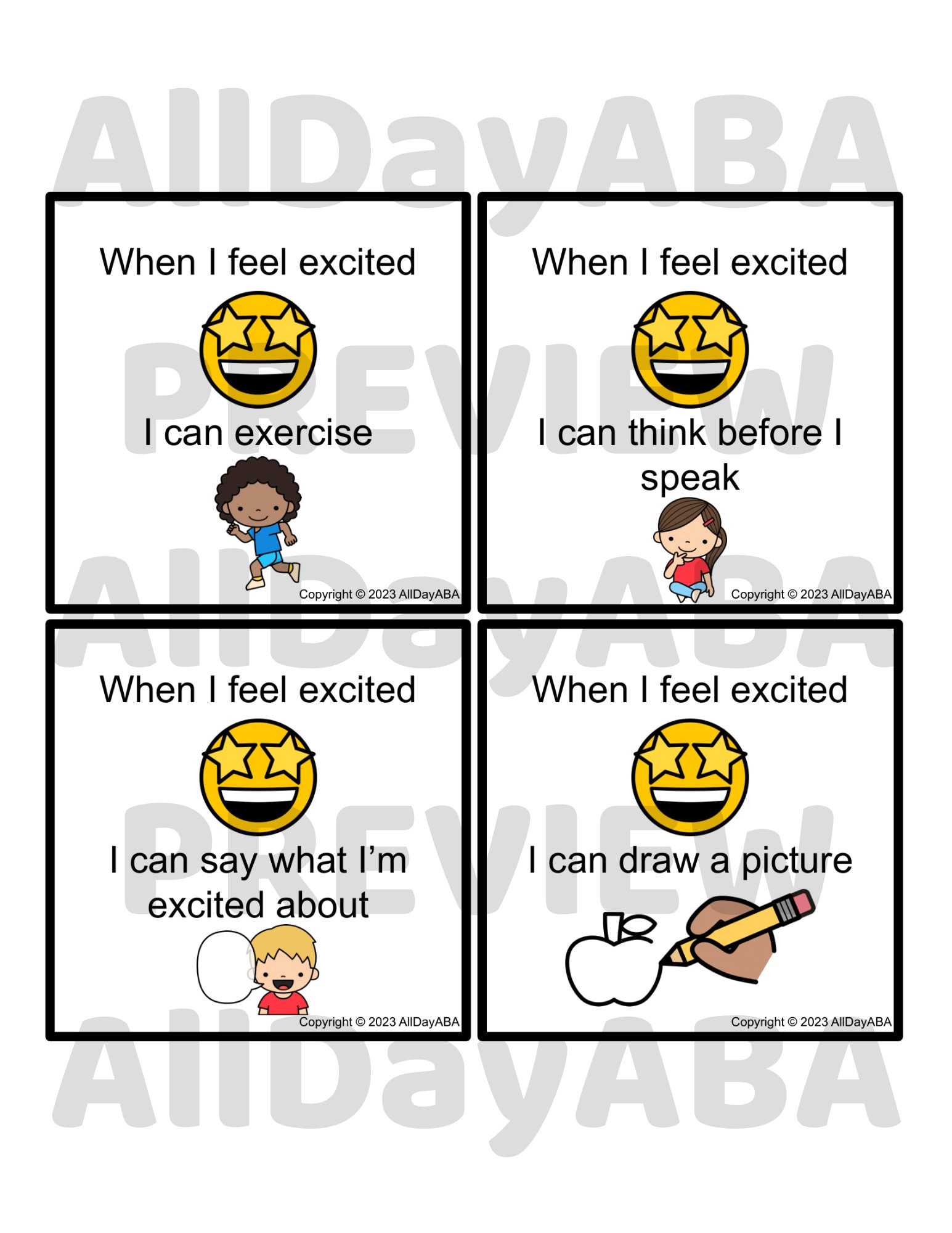 Emotion Coping Skills Cards With Editable Strategies for Autism Visuals ...