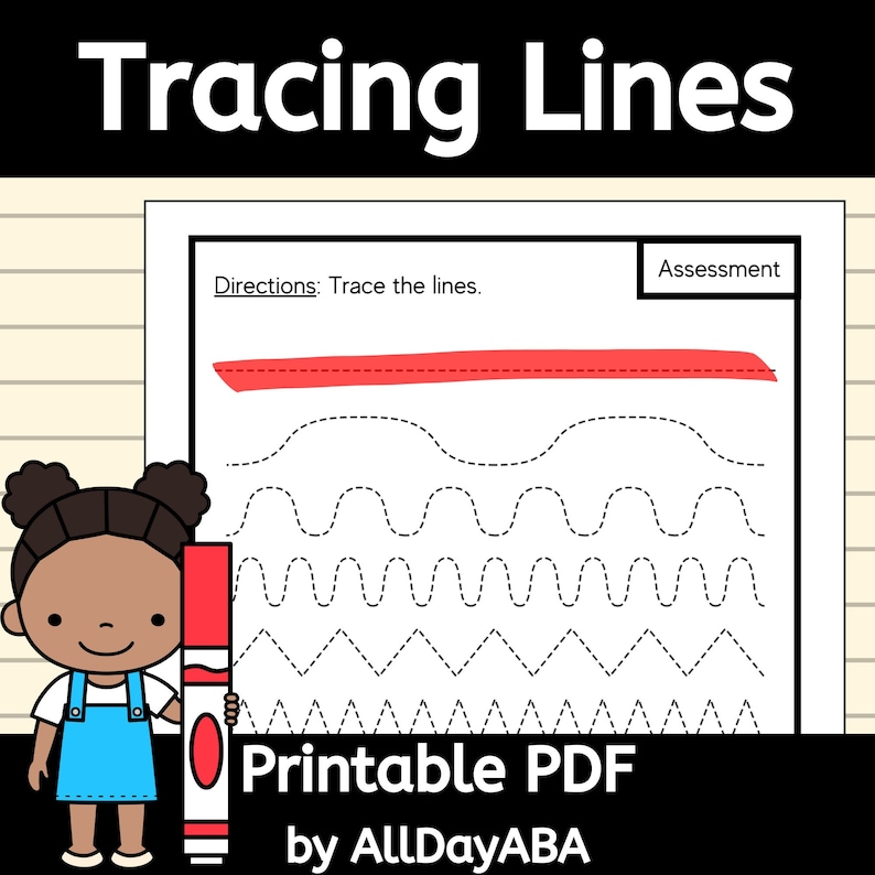 Line Tracing Practice Worksheets for Pencil Control Preschool, ABA, OT ...