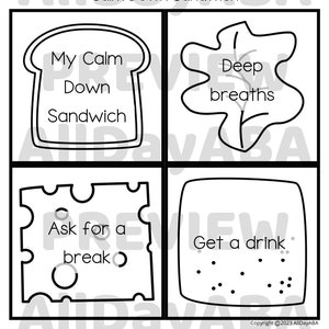 Calm Down Sandwich for Emotional Regulation, Coping Skills, and ABA ...