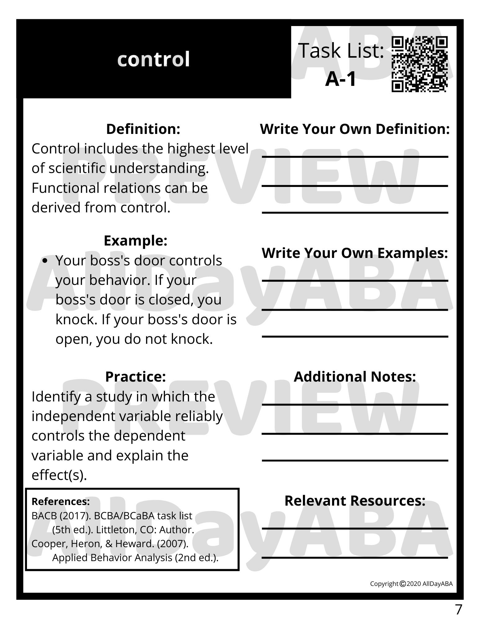 Section A Study Booklet 5th Edition Task List ABA Study Materials BCBA ...