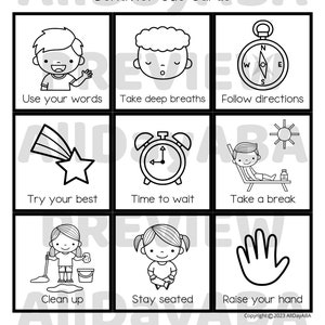 Behavior Cue Cards for Behavior Management of Autism in ABA Therapy and ...