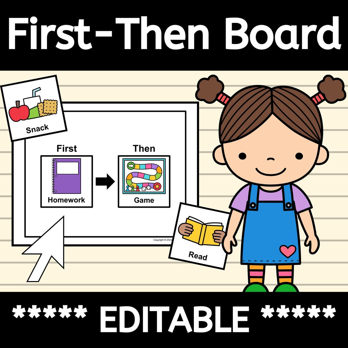Editable First Then Board With Autism Visuals for ABA in Behavior ...