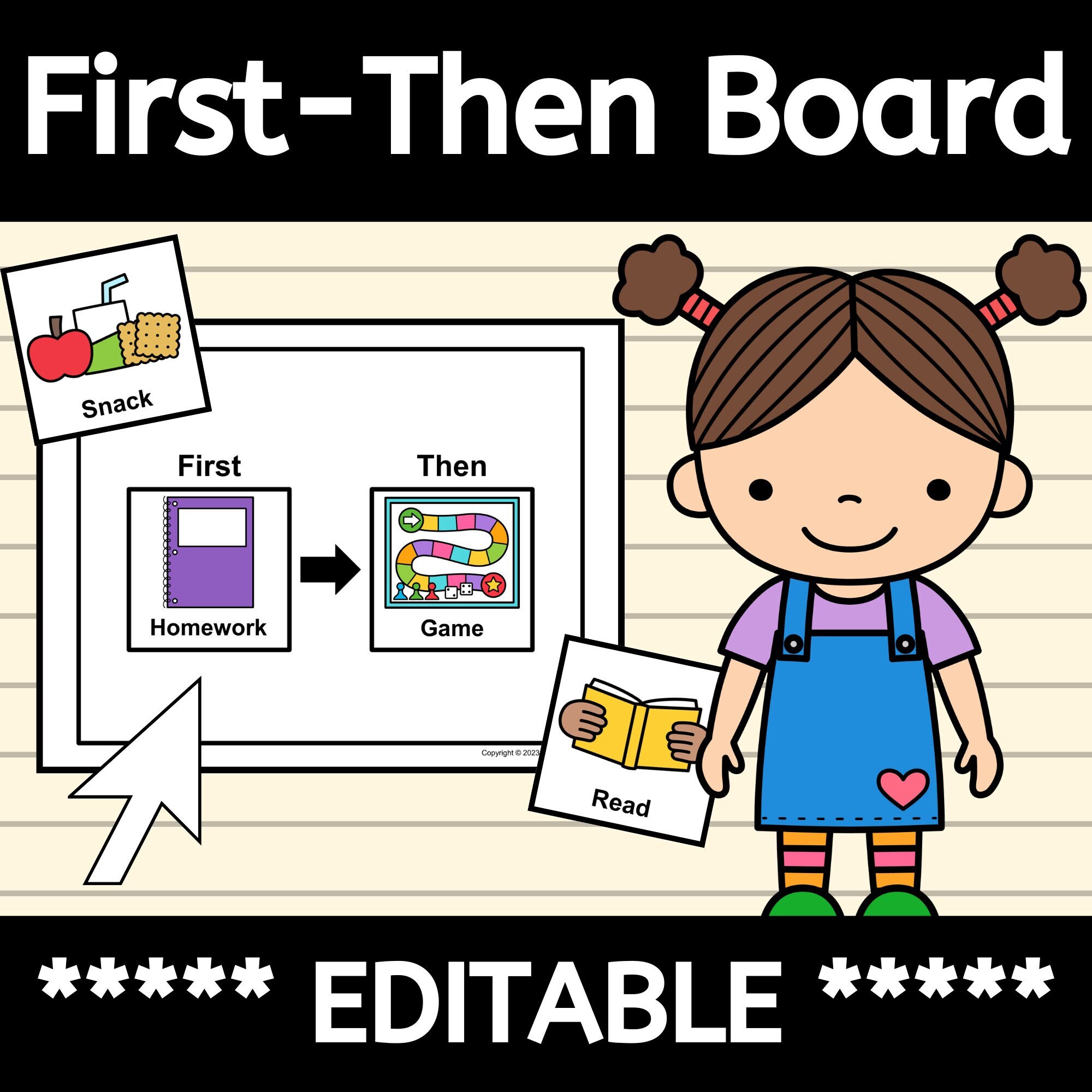 Editable First Then Board With Autism Visuals for ABA in Behavior ...