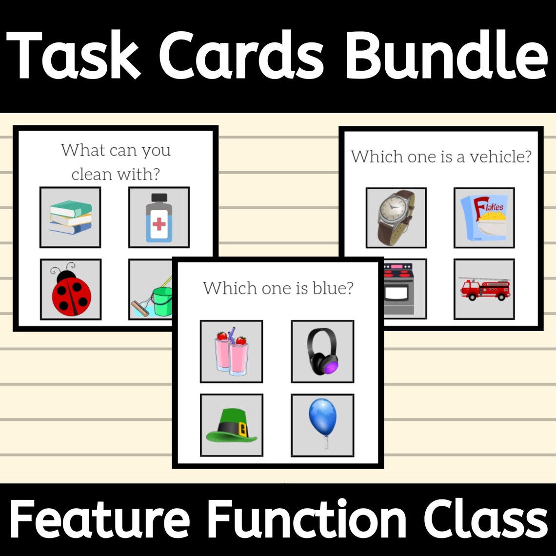 Feature Function Class Task Cards Bundle - ABA, Speech Therapy - Autism ...