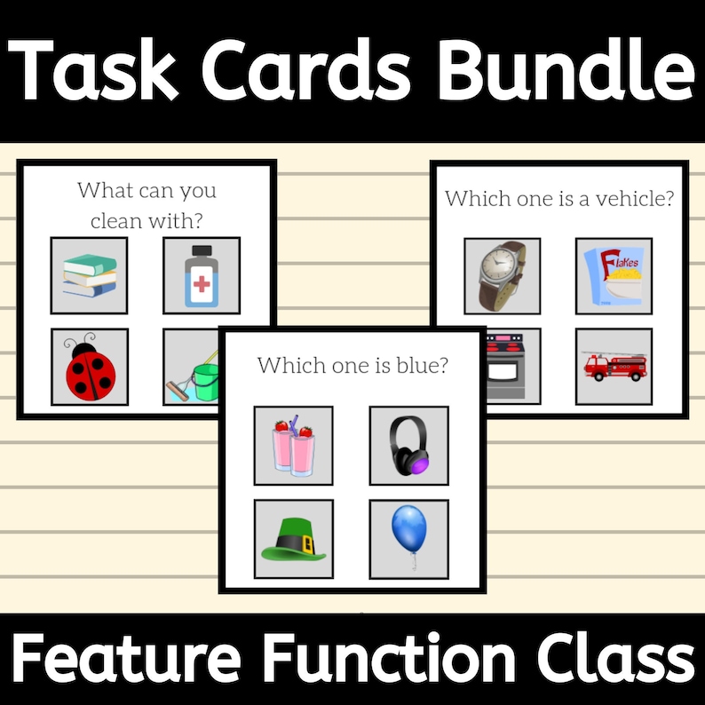 Feature Function Class Task Cards Bundle - ABA, Speech Therapy - Autism ...