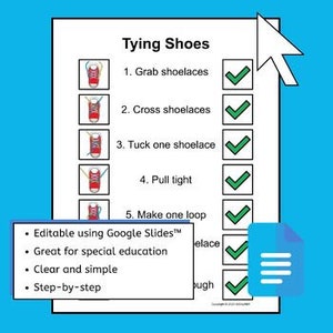 Tying Shoes Task Analysis Visuals Poster for How to Tie and Data Sheet ...
