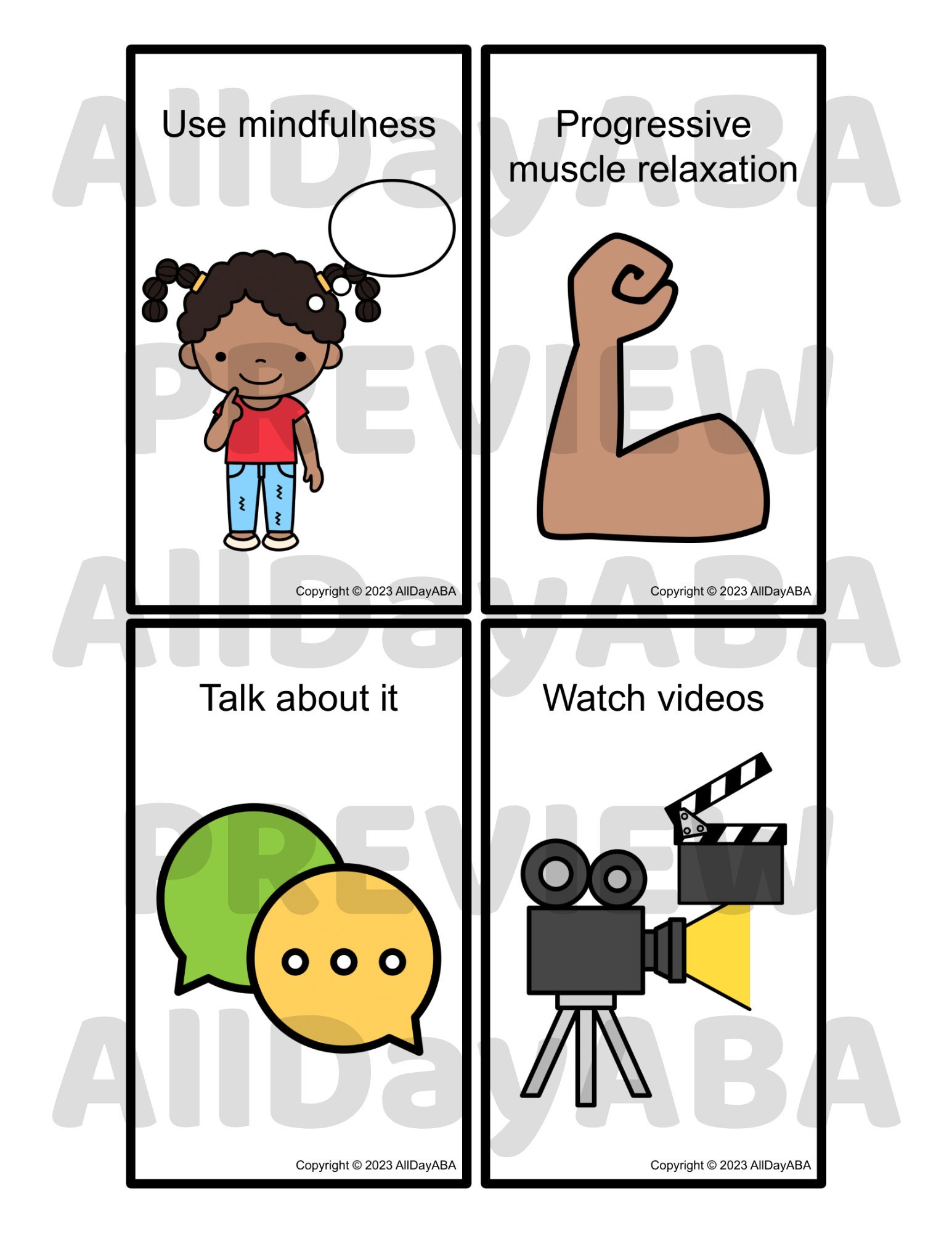 Calm Down Cards for Kids and Calming Corner Emotional Regulation Coping ...