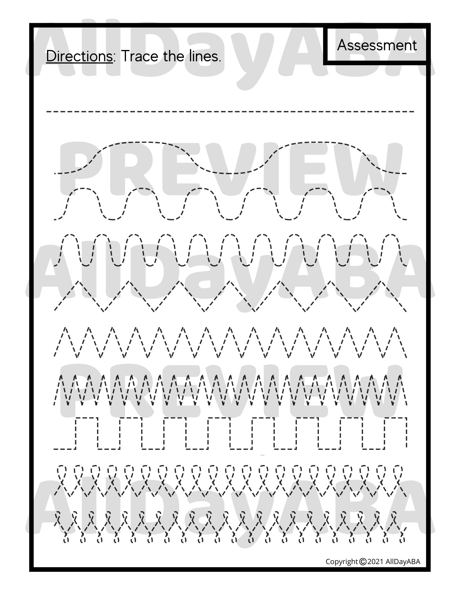 Line Tracing Practice Worksheets for Pencil Control - Preschool, ABA ...