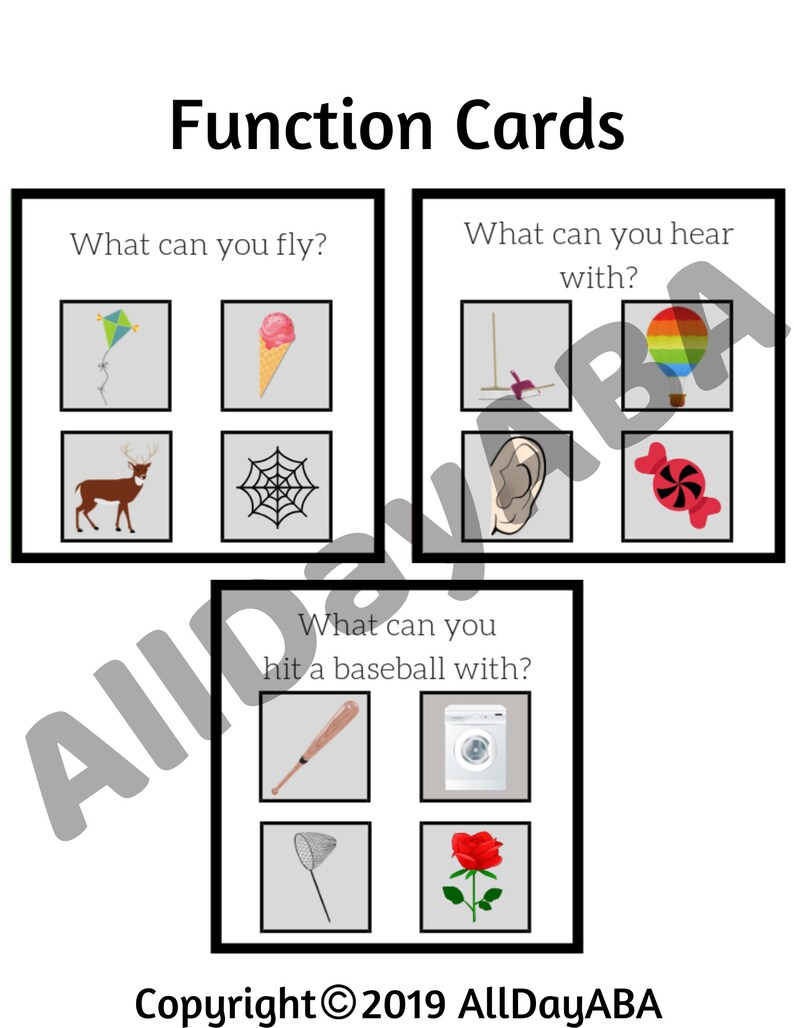 Function Cards ABA & Speech Therapy Discrete Trial | Etsy