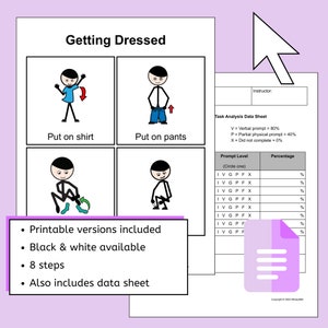 Getting Dressed Task Analysis EDITABLE Visual Steps Poster and Data ...