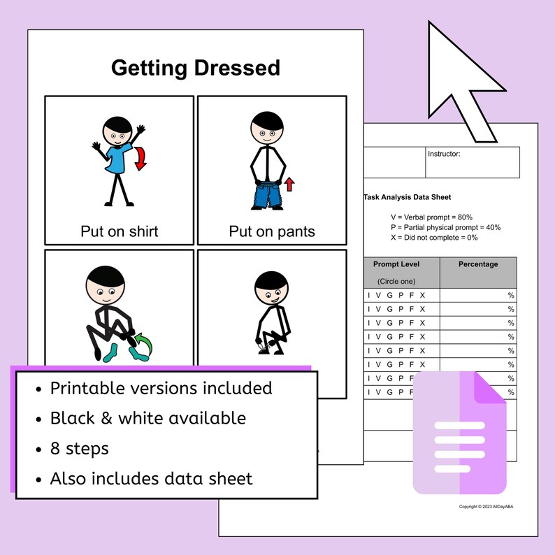 Getting Dressed Task Analysis EDITABLE Visual Steps Poster and Data ...