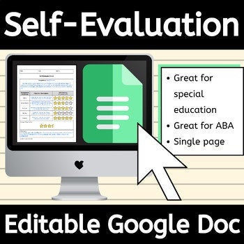 Editable Student Self-evaluation Form Google Doc™ for Special Education ...