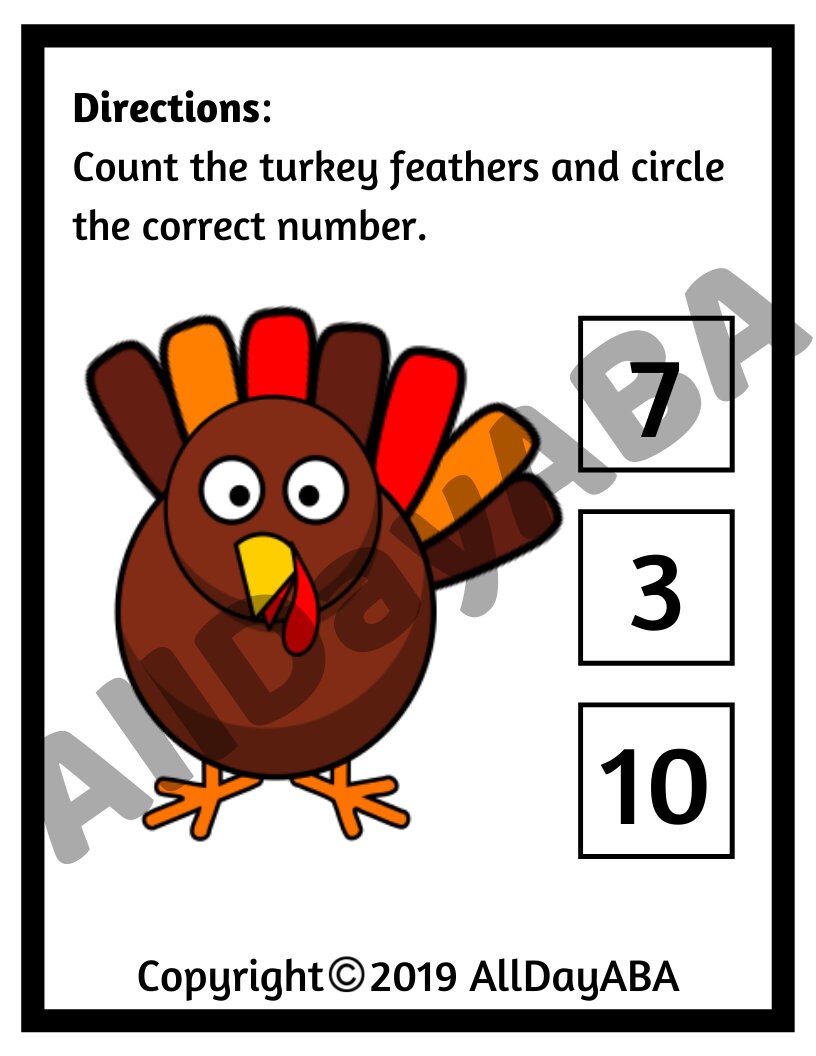 Thanksgiving Turkey Feather Counting ABA Therapy (Instant Download) - Etsy