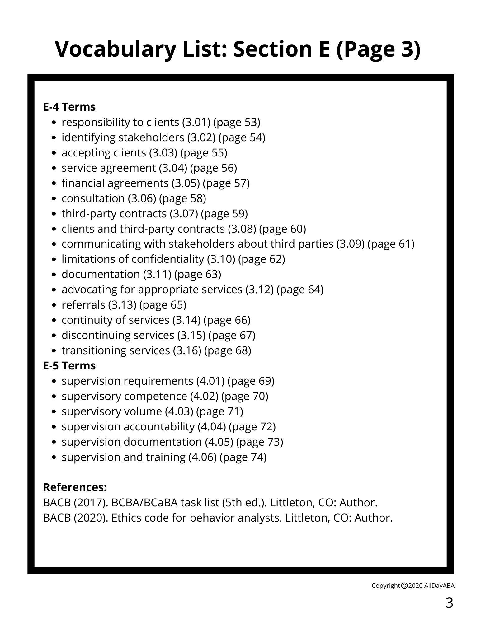 Section E Study Booklet 5th Edition Task List ABA Study Materials BCBA ...