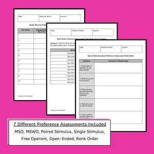Preference Assessment Data Sheets Bundle With Editable Google Docs™ for ...