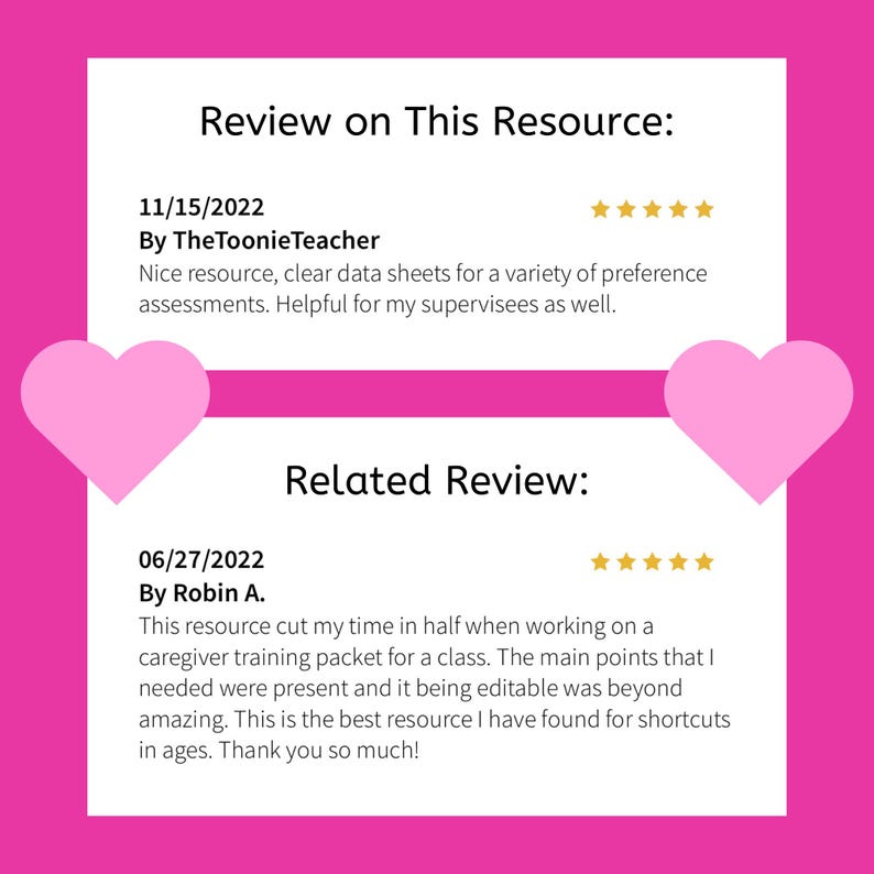 Preference Assessment Data Sheets Bundle With Editable Google Docs™ for ...