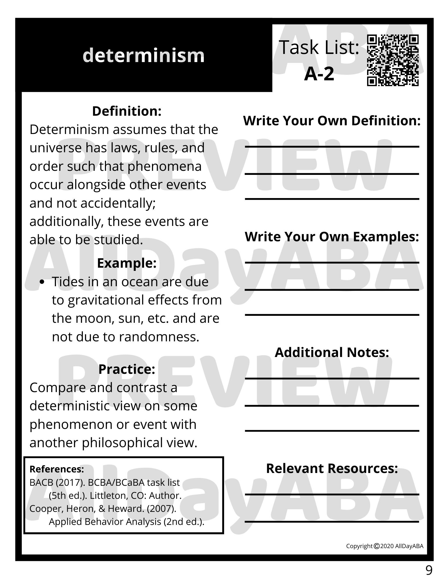 Section A Study Booklet 5th Edition Task List ABA Study Materials BCBA ...