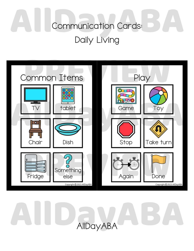 Daily Living Communication Cards for Non Verbal Autism AAC Visuals and ...