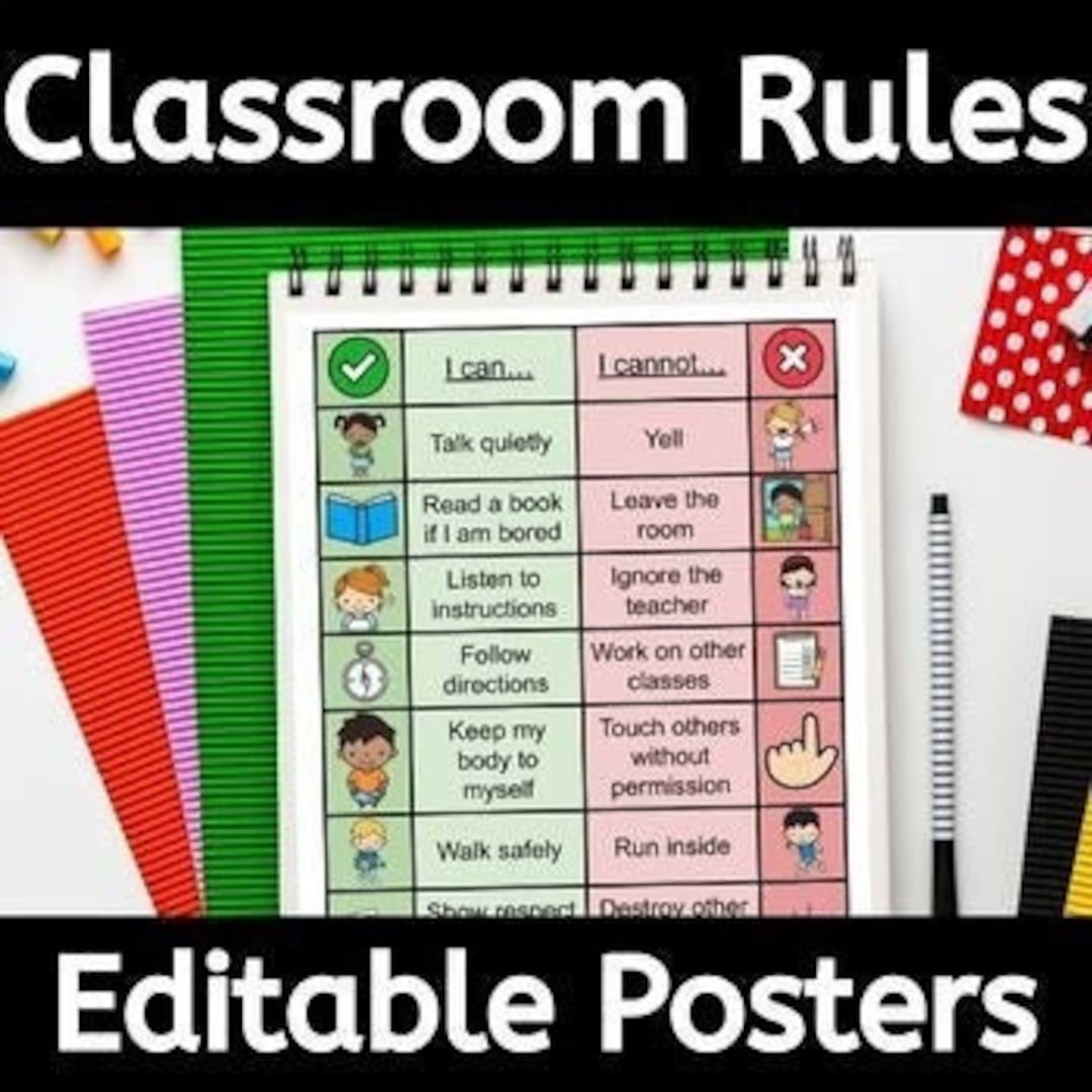 EDITABLE Classroom Rules Posters With Visuals for Autism and ...