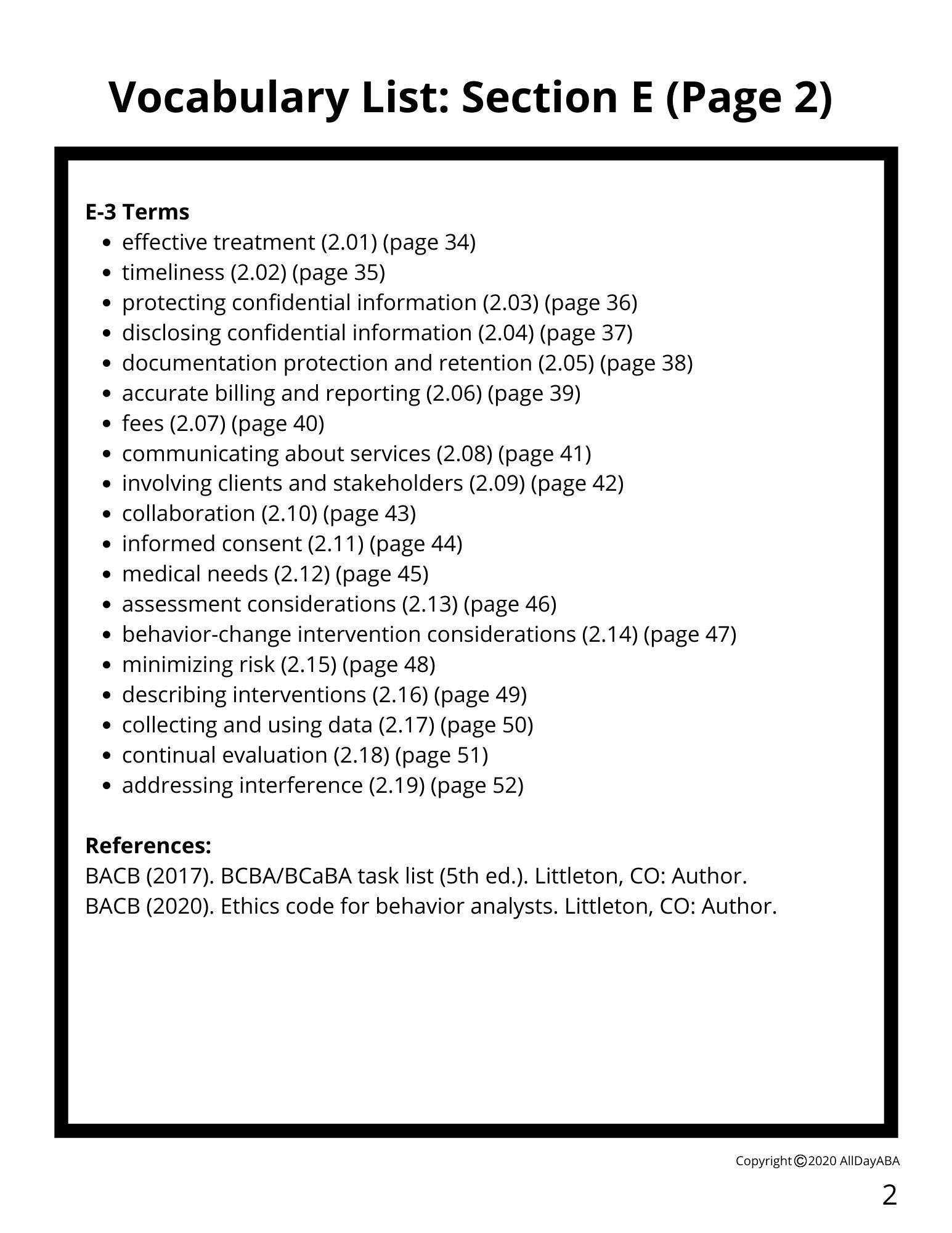 Section E Study Booklet 5th Edition Task List ABA Study Materials BCBA ...