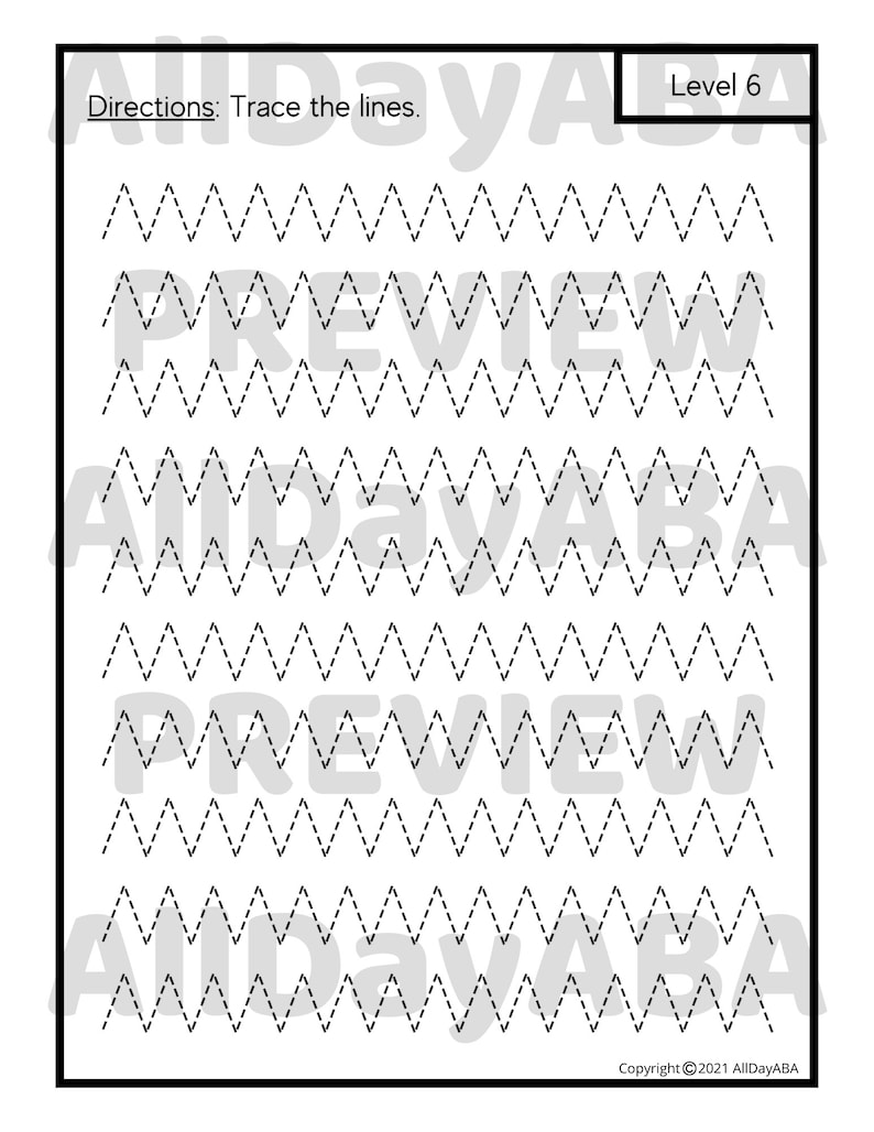 Line Tracing Practice Worksheets for Pencil Control Preschool, ABA, OT ...