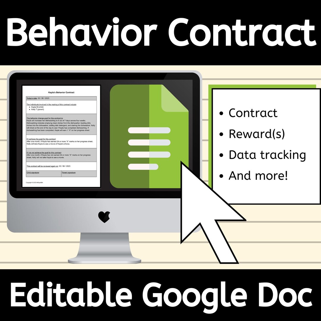 Editable Behavior Contract Google Doc™ for ABA Therapy and Classroom ...