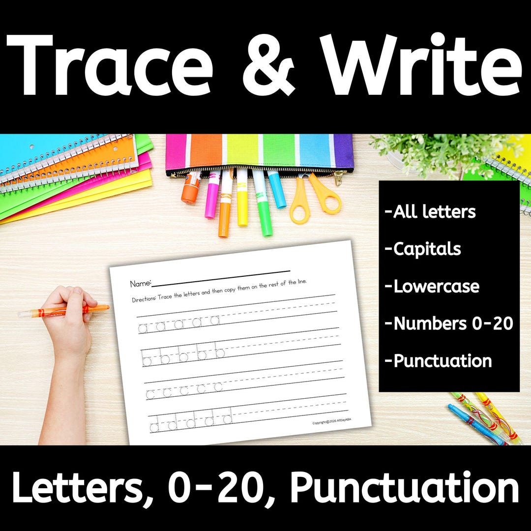 Trace and Write Letters and Numbers Handwriting Worksheets for Tracing ...