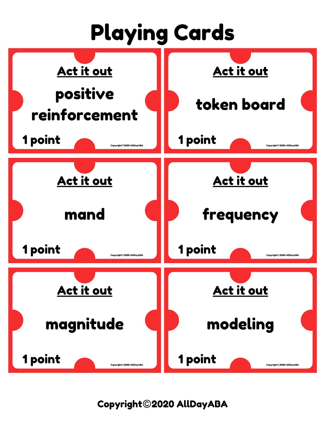ABA Card Game - Applied Behavior Analysis Terminology - Behavioral ...