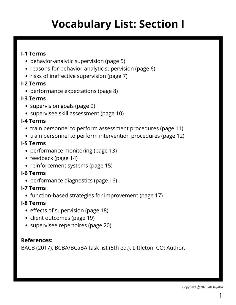 Section I Study Booklet 5th Edition Task List ABA Study Materials BCBA ...