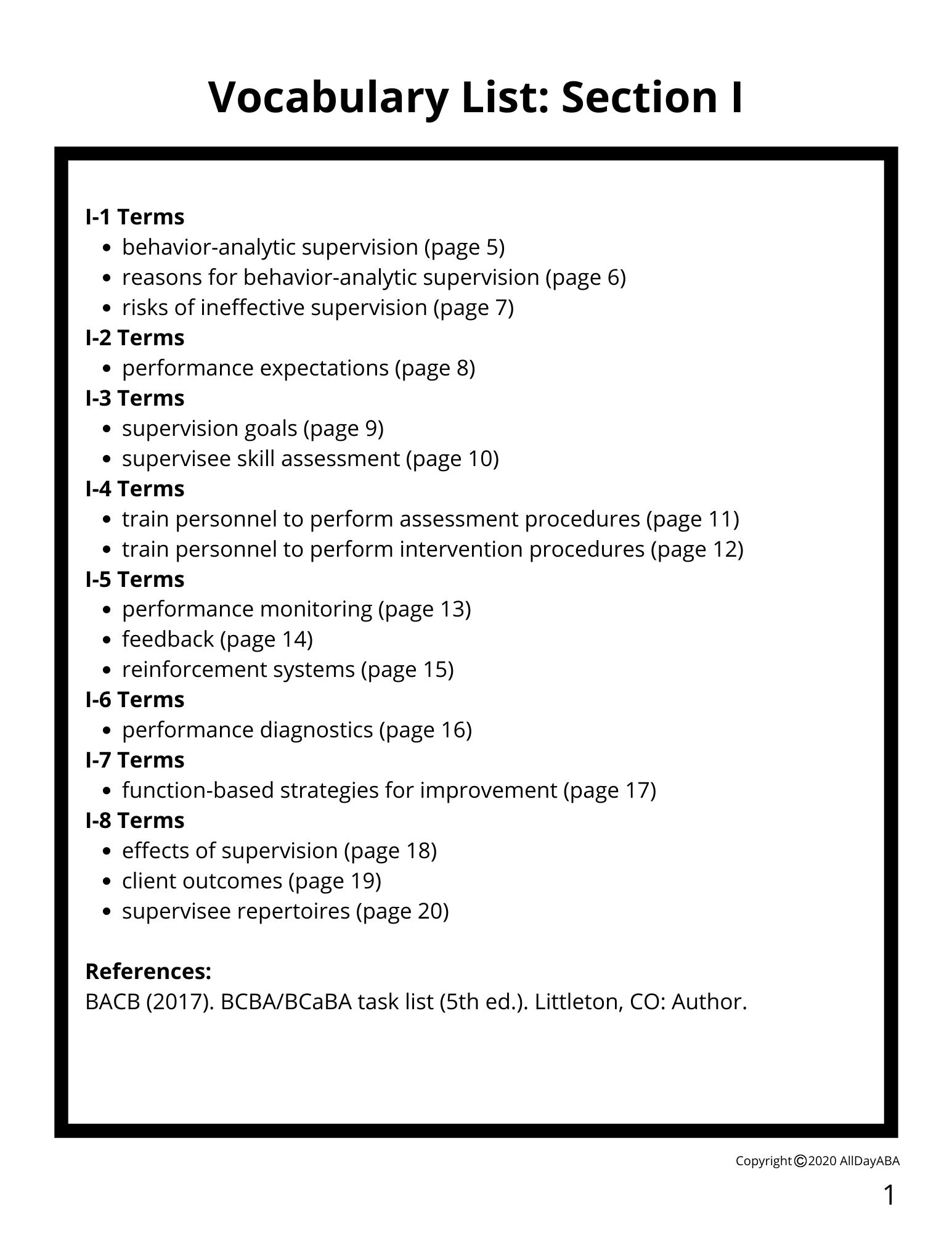 Section I Study Booklet 5th Edition Task List ABA Study Materials BCBA ...