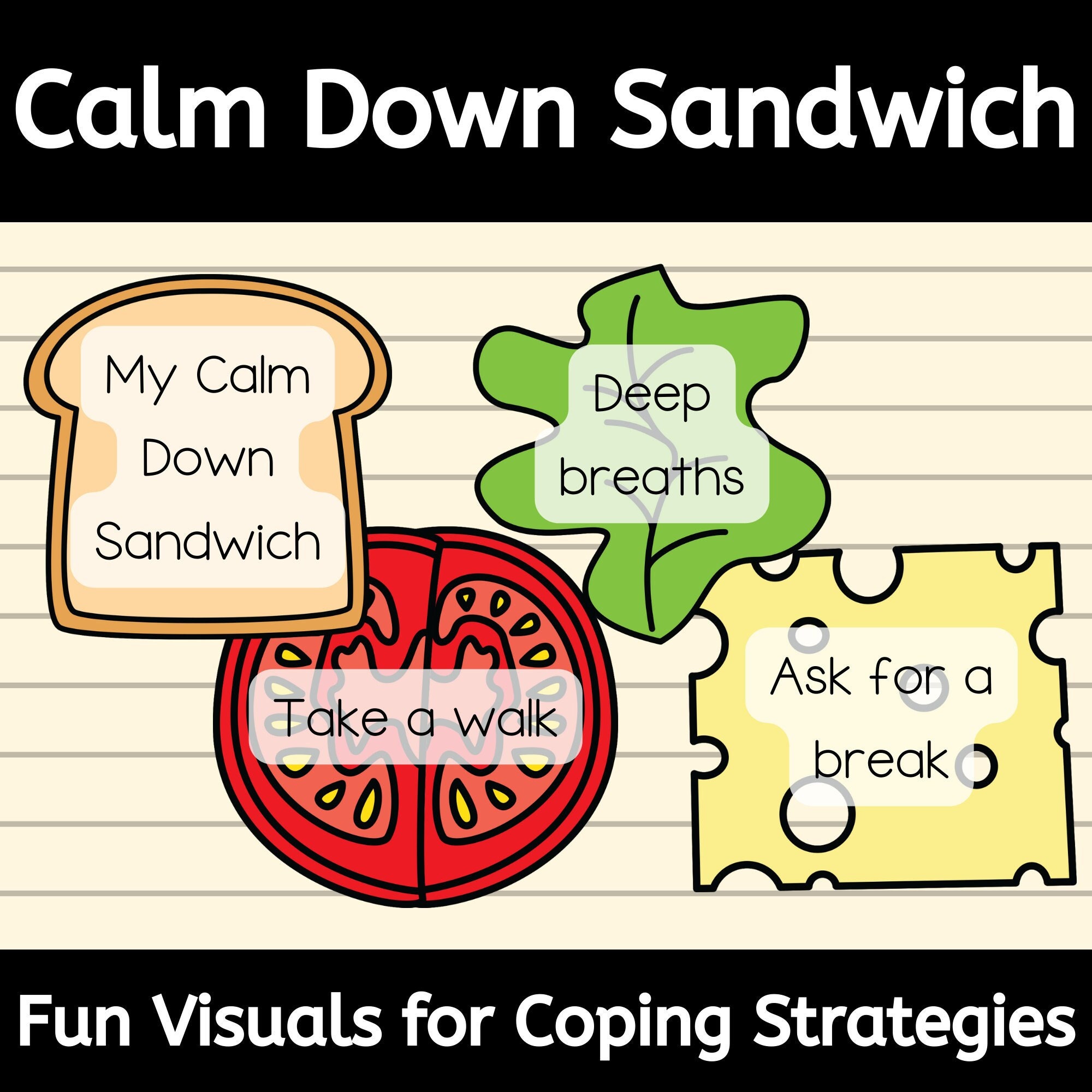 Calm Down Sandwich for Emotional Regulation, Coping Skills, and ABA ...